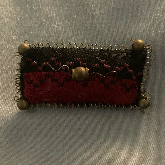 Jewelry | Vintage Rectangular Brooch With Red And Black Design | Poshmark